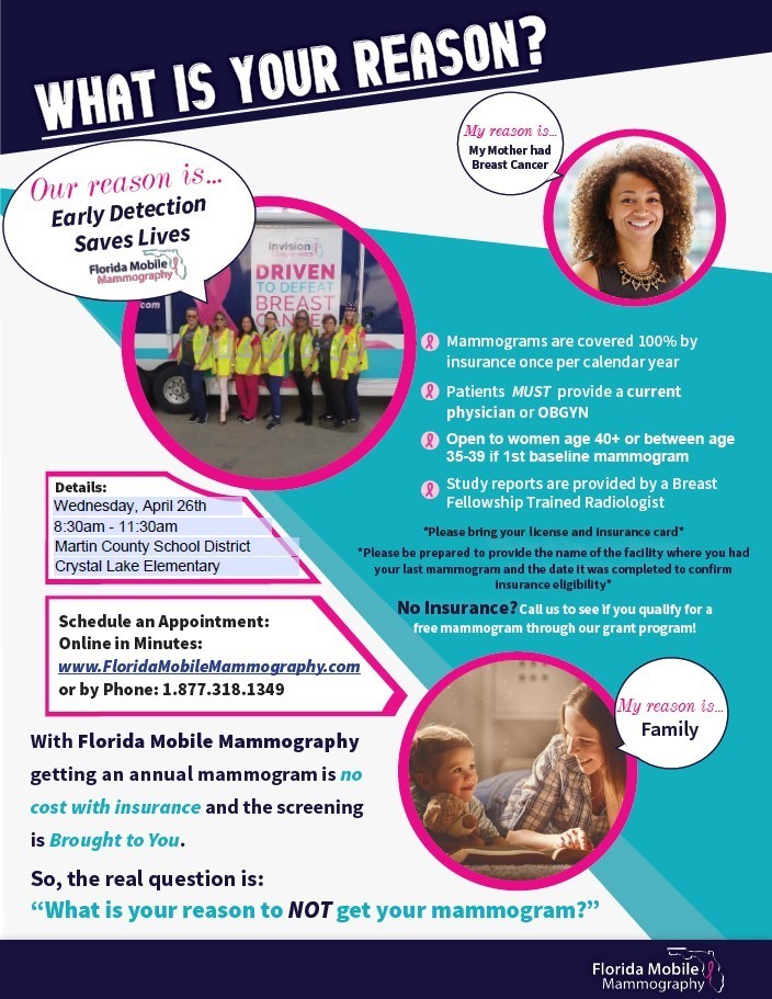 Mammogram Bus Flyer | Crystal Lake Elementary School